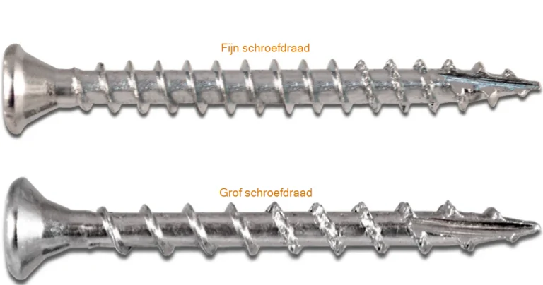 Verschil tussen grof en fijn schroefdraad - Bouwgroothandel Shop B.V.